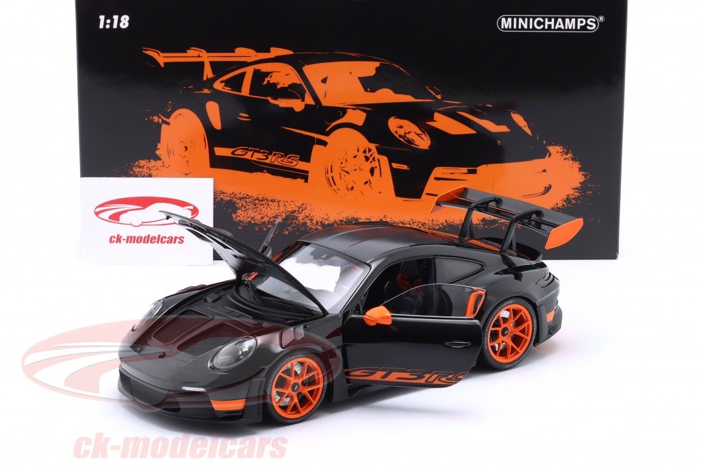 Minichamps 1:18 Porsche 911 (992) GT3 RS year 2022 black / orange rims ...