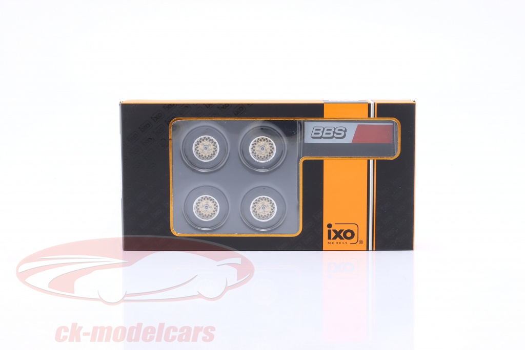 Ixo 1:18 Tires and rims Set (4 pieces) BBS 13 inch chrome / gold with ...