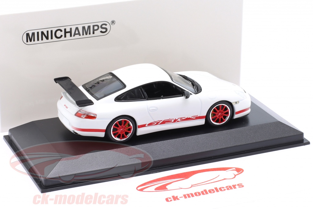 Minichamps 1:43 Porsche 911 (996) GT3 RS Bouwjaar 2002 wit / Rood velgen 403062028 model auto ...