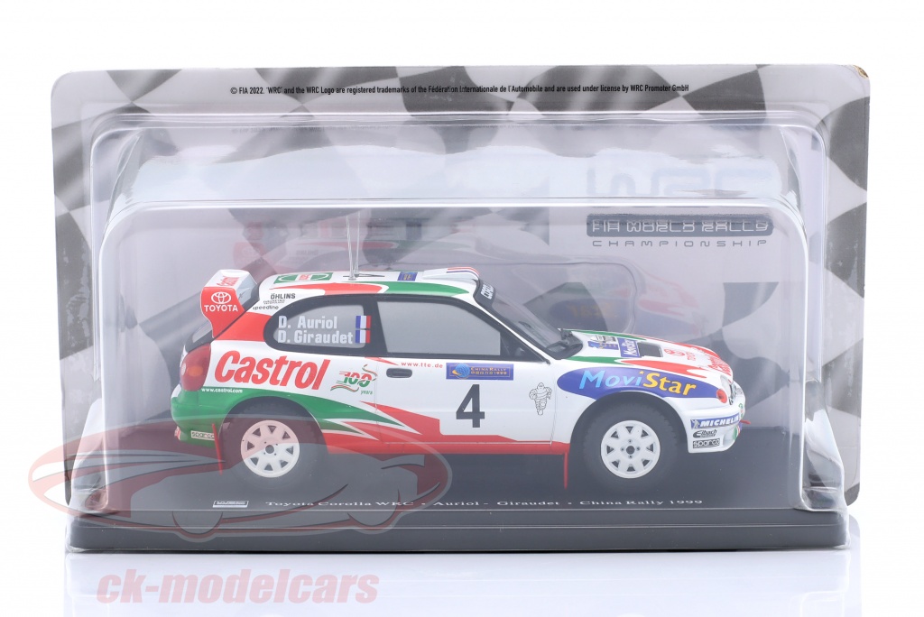 Altaya 1:24 Toyota Corolla WRC #4 Sieger China Rallye 1999 Auriol, Giraudet G113U041 Modellauto ...