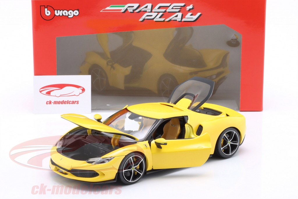 Bburago 1:18 Ferrari 296 GTB Hybrid 830PS V6 Byggeår 2021 gul 18-16018 ...