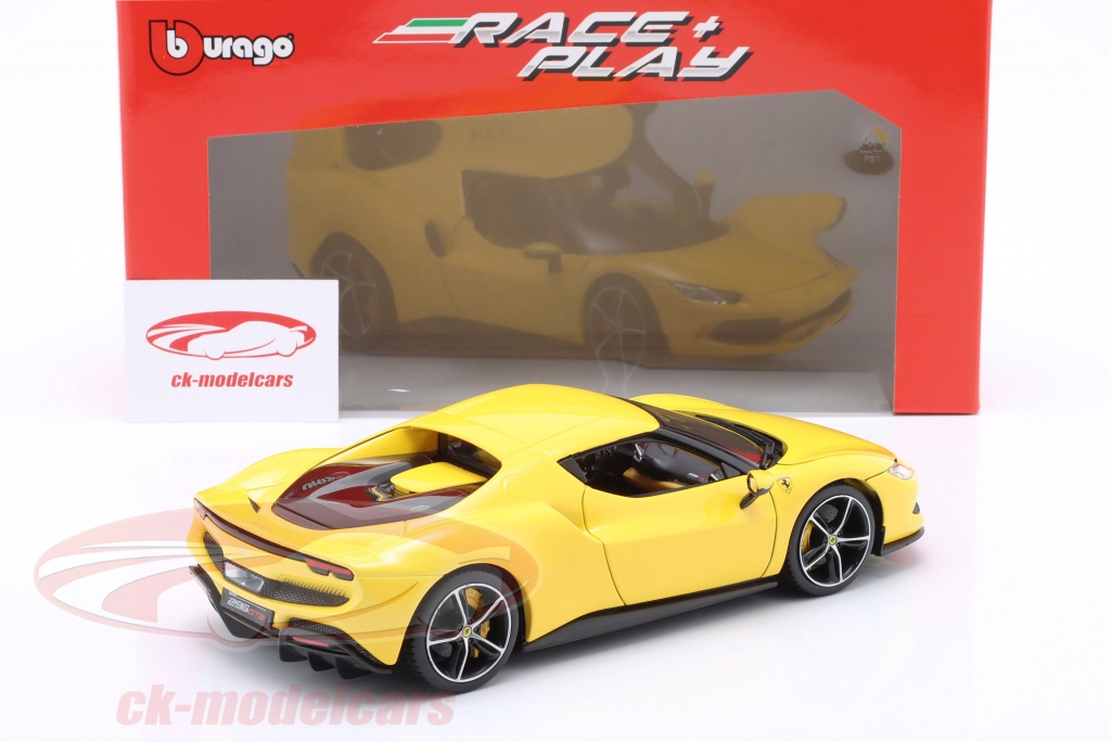 Bburago 1:18 Ferrari 296 GTB Hybrid 830PS V6 Byggeår 2021 gul 18-16018 ...