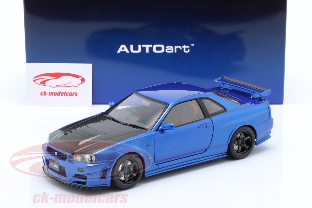 AUTOart 1:18 Nissan Skyline GT-R (R34) Nismo Z-Tune 2005 bleu / noir 77460 modèle voiture 77460 ...