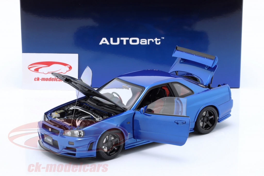AUTOart 1:18 Nissan Skyline GT-R (R34) Nismo Z-Tune 2005 blue / black 77460 model car 77460 ...