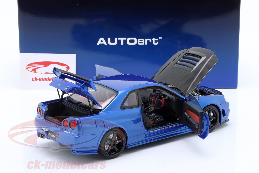 AUTOart 1:18 Nissan Skyline GT-R (R34) Nismo Z-Tune 2005 blue / black 77460 model car 77460 ...