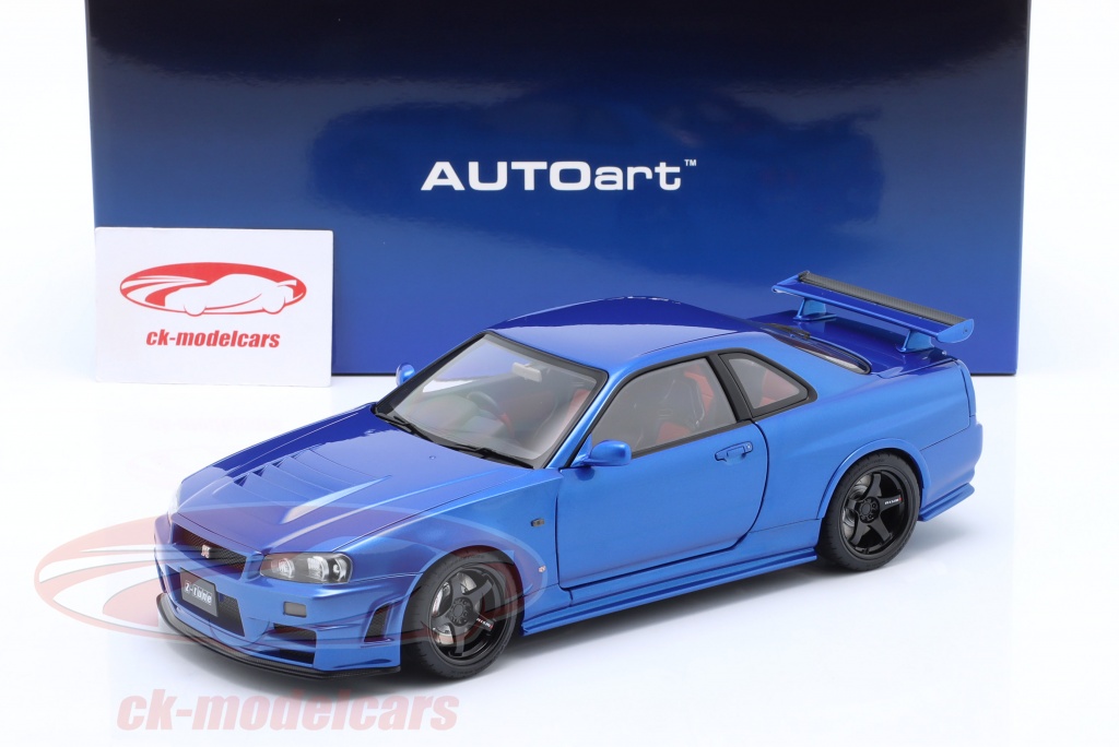 AUTOart 1:18 Nissan Skyline GT-R (R34) Nismo Z-Tune 2005 baai blauw 77462 model auto 77462 ...