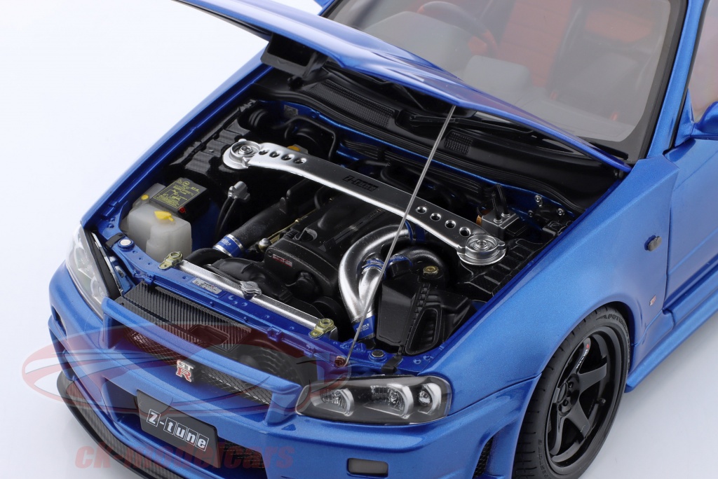 AUTOart 1:18 Nissan Skyline GT-R (R34) Nismo Z-Tune 2005 海湾边 蓝色的 77462 模型 汽车 77462 674110774627