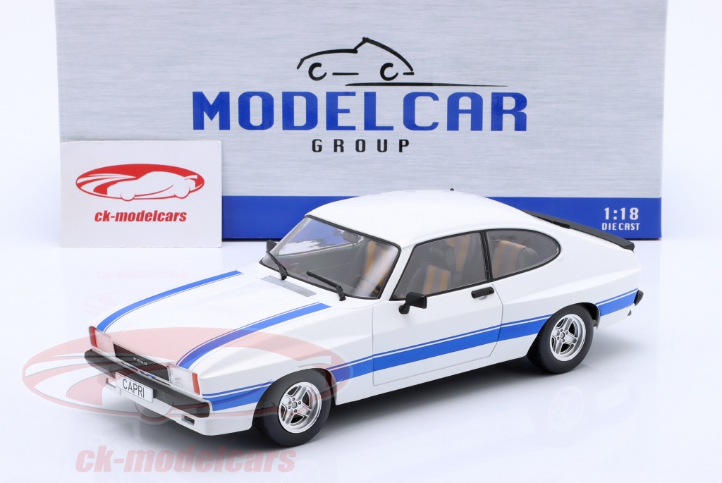 ModelCarGroup 1:18 Ford Capri MK2 X-Pack 建設年 1975 白 / 青 MCG18347 モデル 車 ...