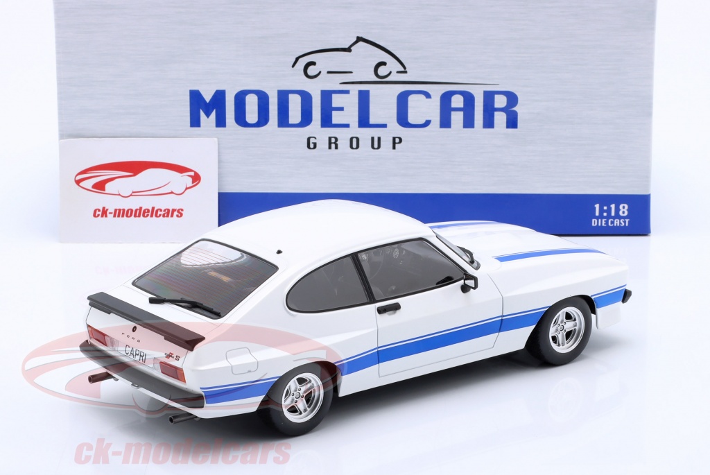 ModelCarGroup 1:18 Ford Capri MK2 X-Pack Year 1975 white / blue ...