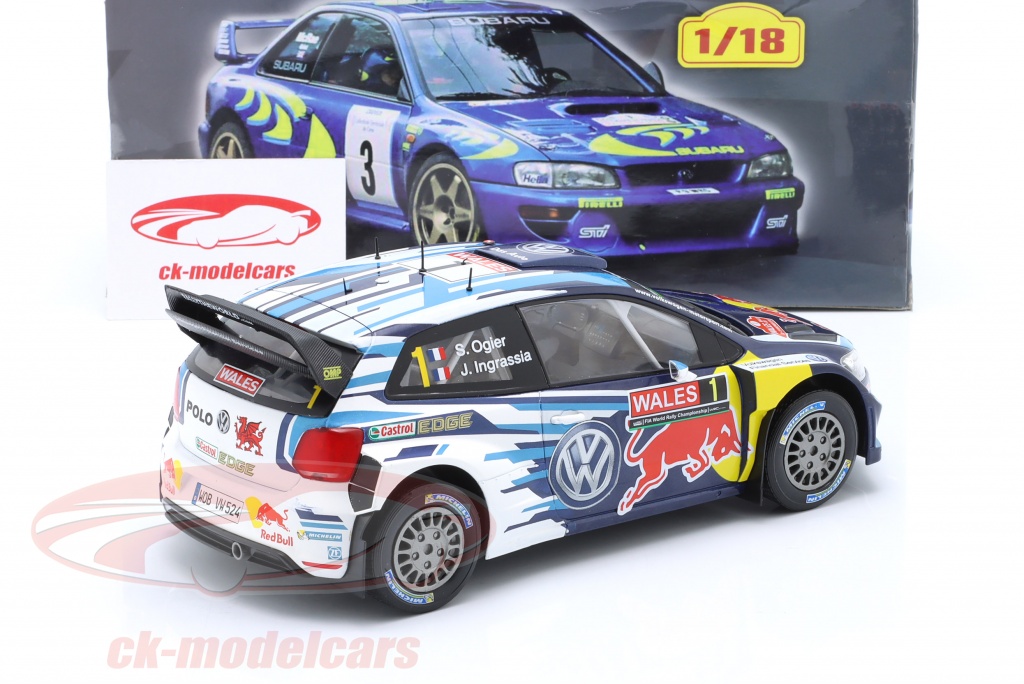 Altaya 1:18 Volkswagen VW Polo WRC #1 winner rally Wales 2015 Ogier ...