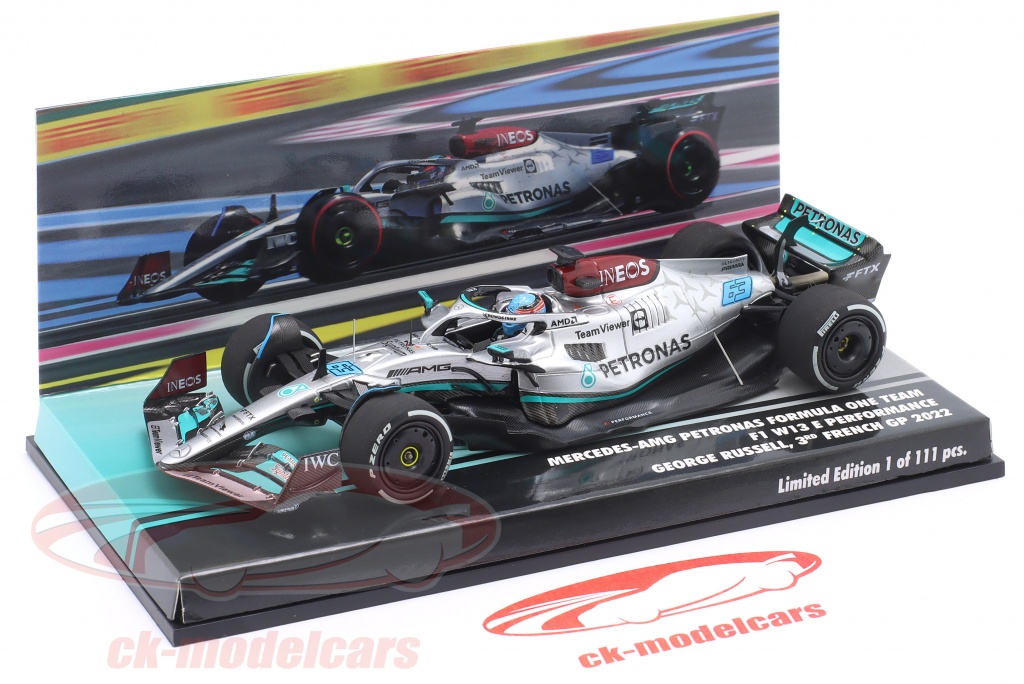Minichamps 1:43 G. Russell Mercedes-AMG F1 W13 #63 3rd French GP ...
