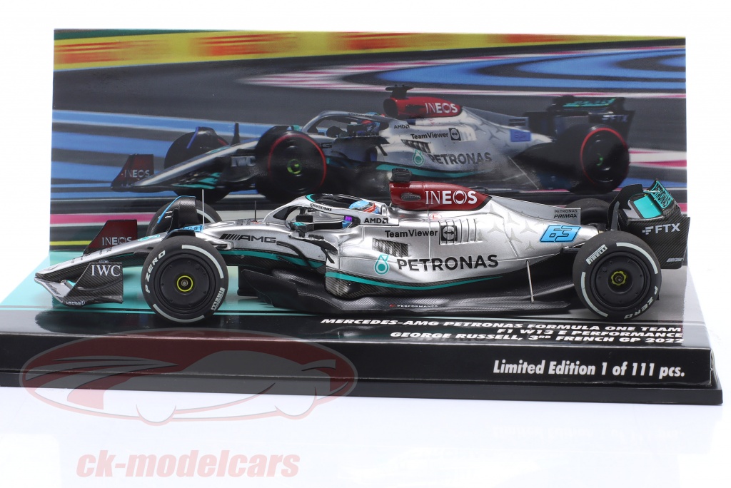 Minichamps 1:43 G. Russell Mercedes-AMG F1 W13 #63 3rd French GP ...