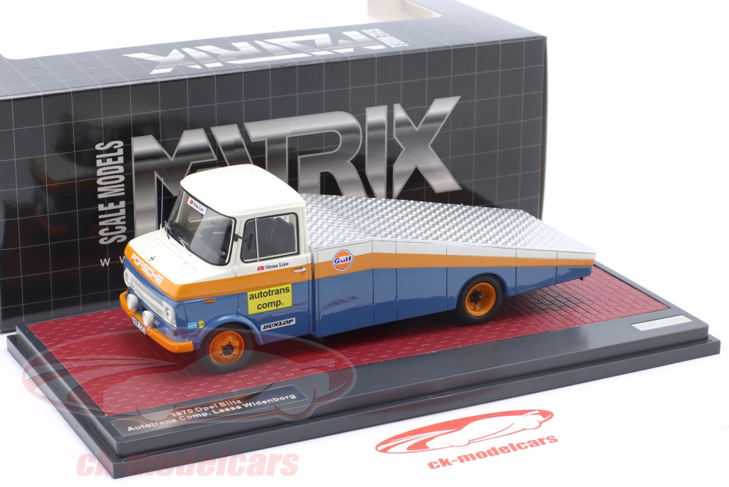 Matrix 1:43 Opel Blitz Car transporter 1970 blue / orange / white ...