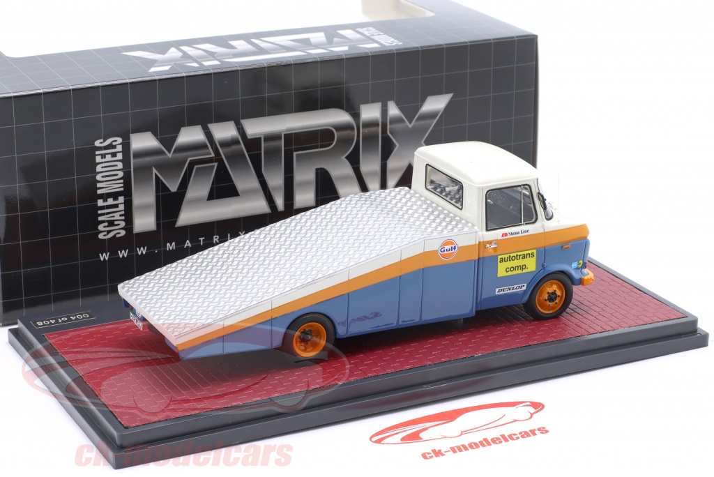 Matrix 1:43 Opel Blitz Car transporter 1970 blue / orange / white ...