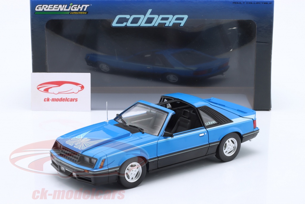 Greenlight 1:18 Ford Mustang Cobra T-Top year 1981 blue / black 13679 ...