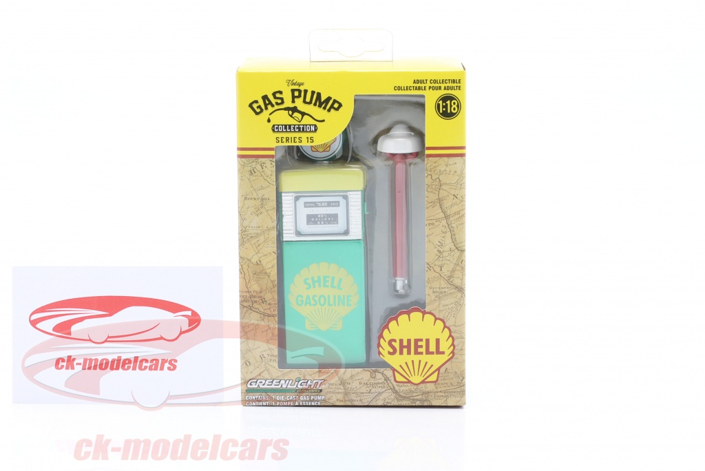 Wayne 505 gas pump with lamp Shell 1951 green version 1:18 Greenlight ...