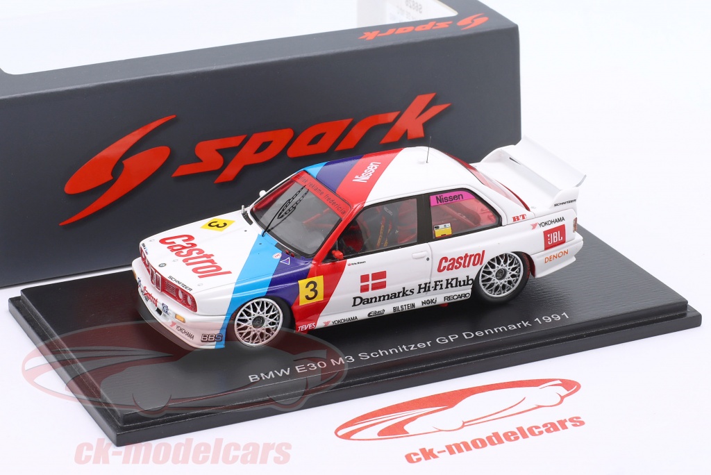 Spark 1:43 BMW M3 (E30) #3 勝者 Jyllandsringen GP 1991 K. Nissen S2821 モデル 車 S2821 9580006928214