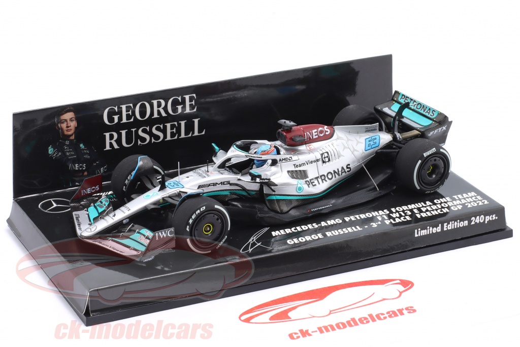 Minichamps 1:43 G. Russell Mercedes-AMG F1 W13 #63 3rd France GP ...