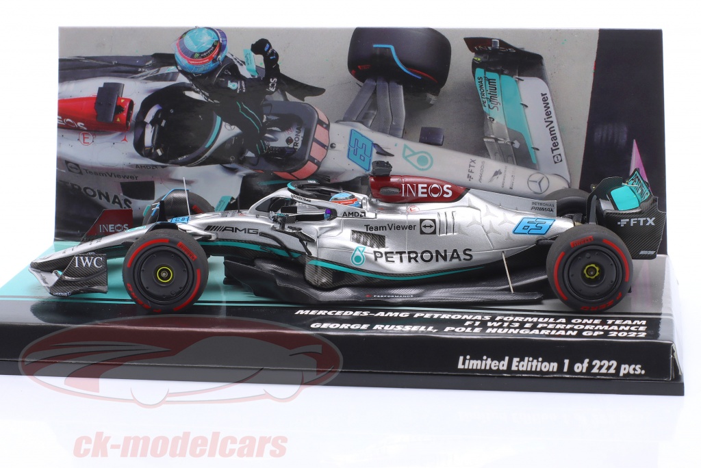 Minichamps 1:43 G. Russell Mercedes-AMG F1 W13 #63 1st Pole Hungary GP ...
