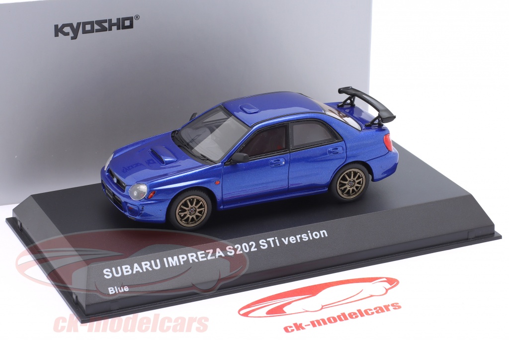 Kyosho 1:43 Subaru Impreza S202 STi year 2002 blue metallic KSR43118BL model car KSR43118BL ...