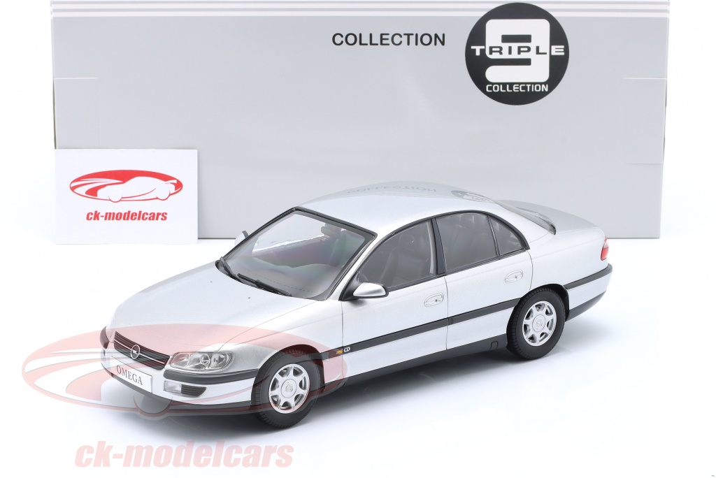 Triple9 1:18 Opel Omega B year 1996 silver metallic T9-1800430 model ...