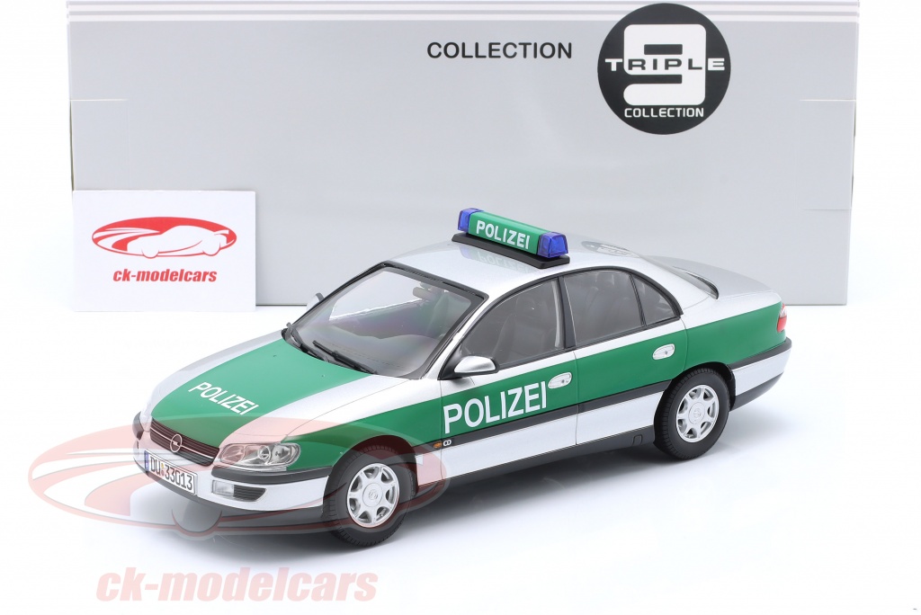 Triple9 1:18 Opel Omega B police Germany year 1996 silver / green T9 ...