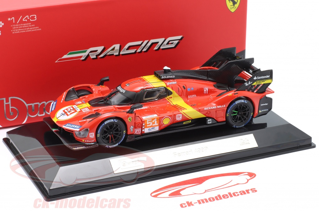 Bburago 1:43 Ferrari 499P #51 Sieger 24h LeMans 2023 Pier Guidi, Calado, Giovinazzi 18-36312 ...