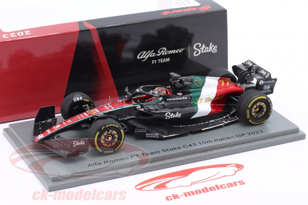 Spark 1:43 Valtteri Bottas Alfa Romeo C43 #77 Italian GP Formula 1 2023 ...