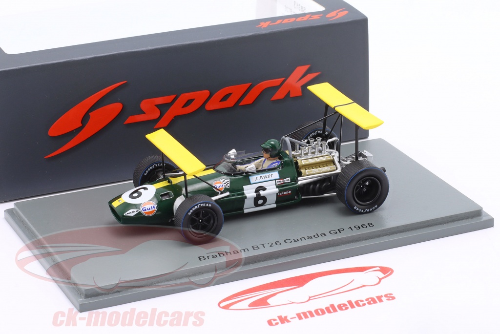Spark 1:43 Jochen Rindt Brabham BT26 #6 加拿大人 GP 公式 1 1968 S8313 模型 汽车 ...