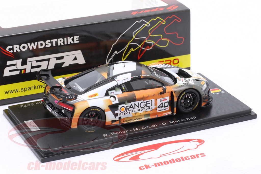 Spark 1:43 Audi R8 LMS GT3 Evo II #40 7ème 24h Spa 2023 Audi Sport Orange 1 SB704 modèle voiture ...