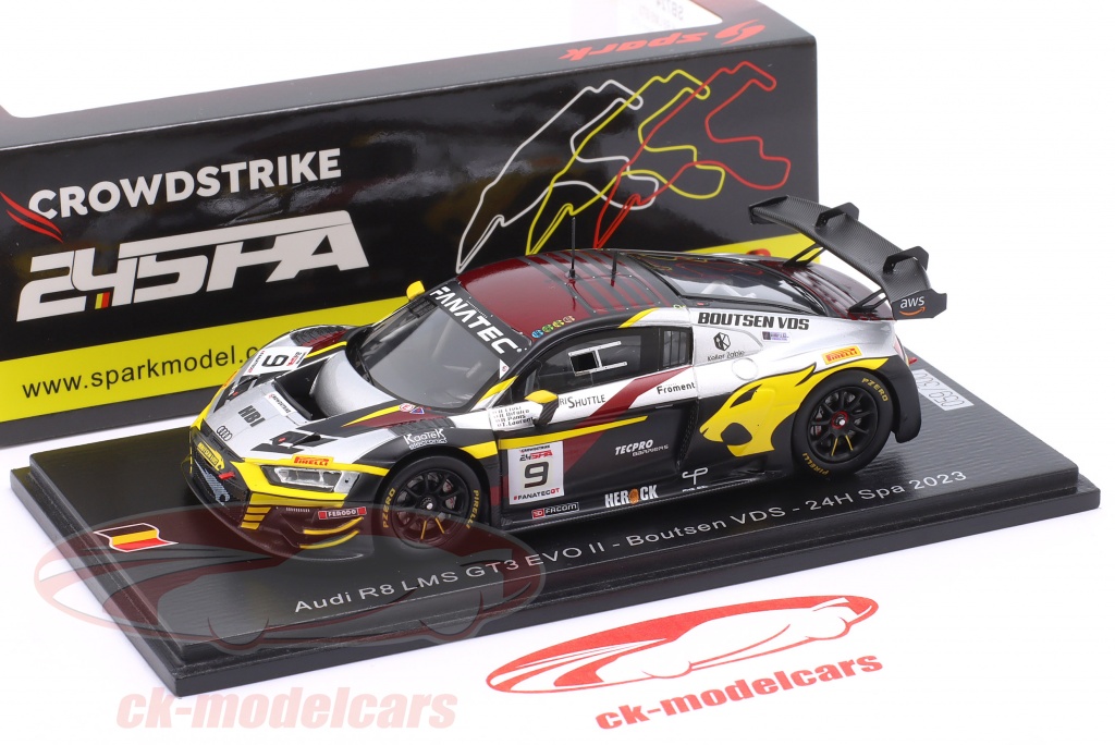 Spark 1:43 Audi R8 LMS GT3 Evo II #9 24h Spa 2023 Boutsen Ginion Racing VDS SB724 modello auto ...