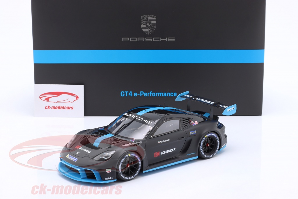 Spark 1:18 Porsche 718 Cayman GT4 e-Performance 2022 black / blue ...