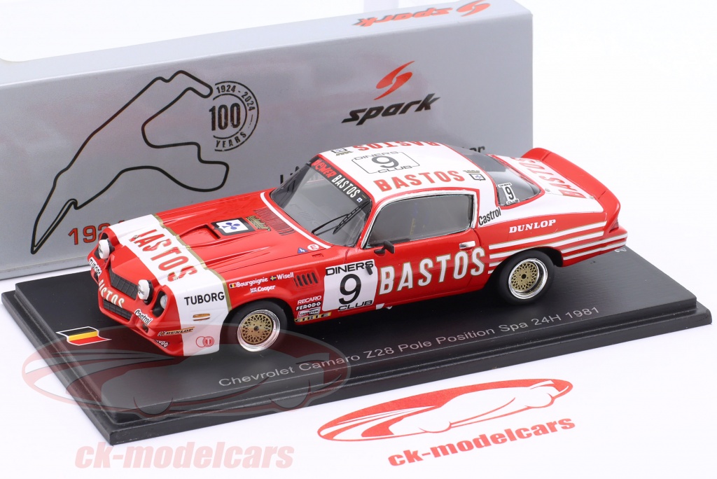 Spark 1:43 Chevrolet Camaro Z28 #9 24h Spa 1981 Bastos Racing 100SPA11 ...