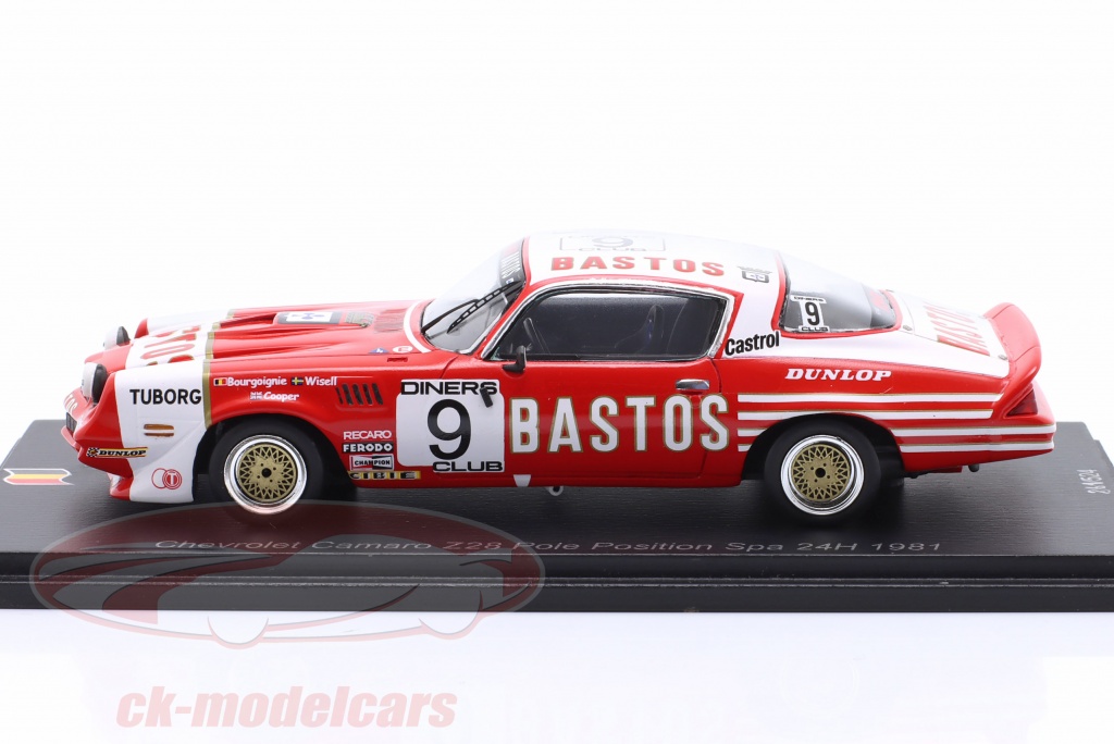 Spark 1:43 Chevrolet Camaro Z28 #9 24h Spa 1981 Bastos Racing 100SPA11 ...