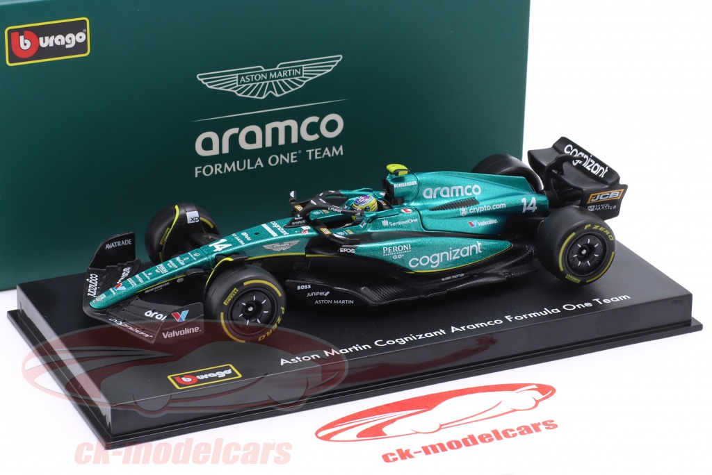 Bburago 1:43 Fernando Alonso Aston Martin AMR23 #14 Formula 1 2023 18-38091 #14 model car 18 ...