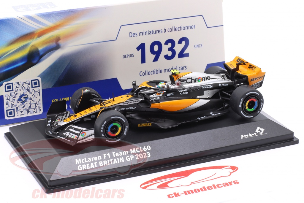 Solido 1:43 Lando Norris MCL60 #4 2nd Great Britain GP Formula 1 2023 ...