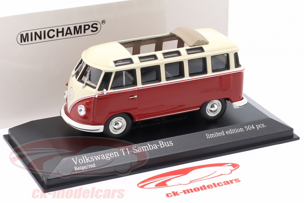 Minichamps 1:43 Volkswagen VW T1 Samba Bus 建設年 1963 ベージュ / 赤 943052303 ...
