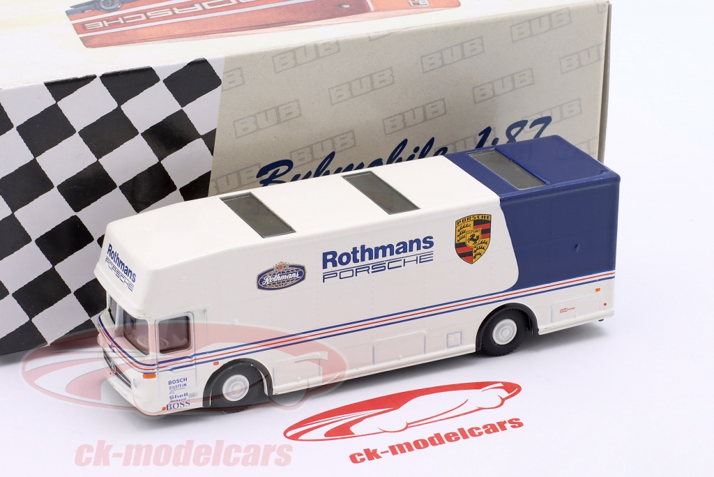 Bubmobile 1:87 Mercedes-Benz O 317 Racing transporter Rothmans Porsche white 07155 model car 07155