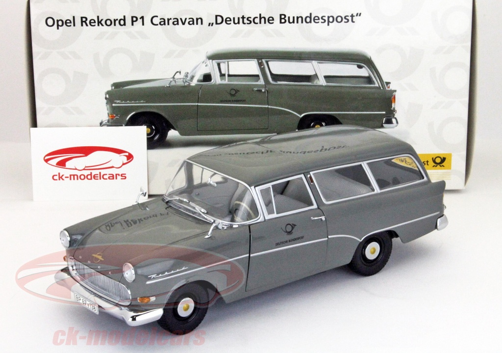 Minichamps 1:18 Opel Rekord P1 Caravan german postal service dark green ...