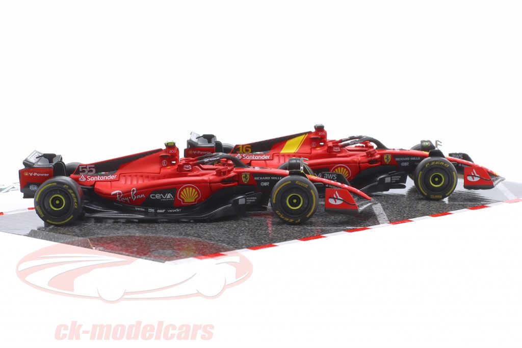 Bburago 1:43 2-Car Set Ferrari: Leclerc #16 & Sainz #55 Formula 1 2023 ...