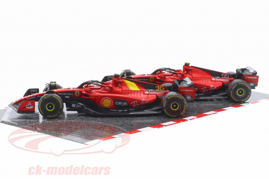 Bburago 1:43 2-Car Set Ferrari: Leclerc #16 & Sainz #55 Formula 1 2023 ...