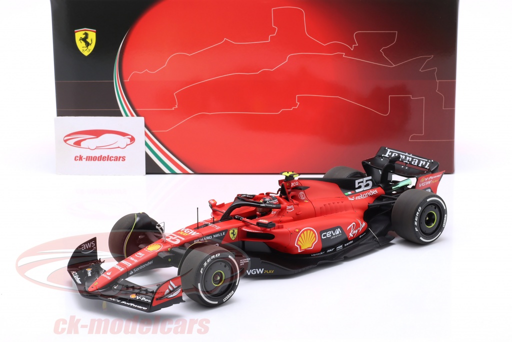 BBR Models 1:18 Carlos Sainz jr. Ferrari SF23 #55 Winner Singapore GP ...