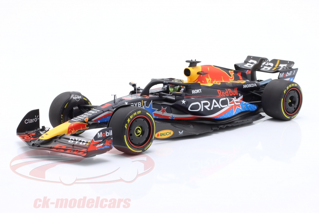 Minichamps 1:18 Max Verstappen Red Bull RB19 #1 Winner USA GP Formula 1 World Champion 2023 ...