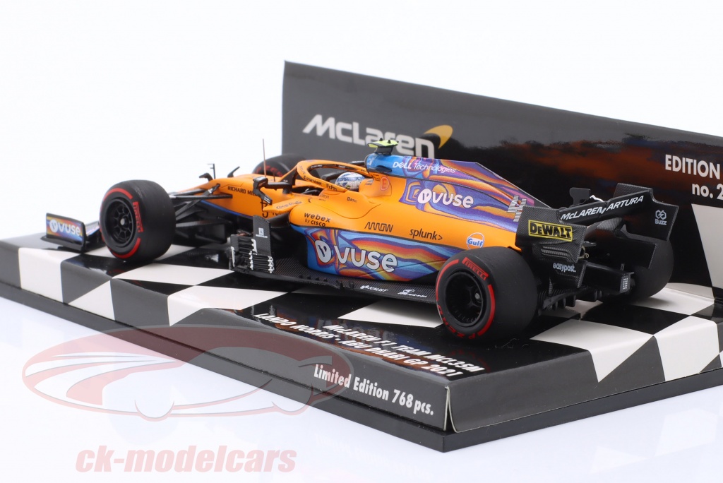 Minichamps 1:43 Lando Norris McLaren MCL35M #4 7ème Abu Dhabi GP formule 1 2021 537216604 modèle ...