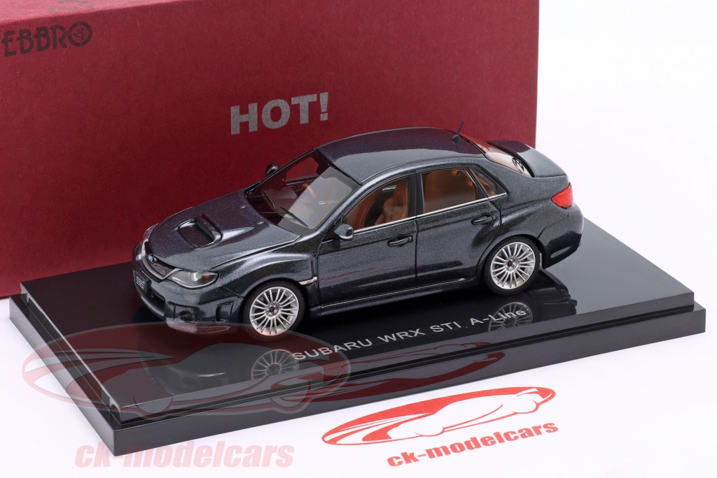 Ebbro 1:43 Subaru WRX STi A-Line gris foncé métallique 44398 modèle voiture 44398 4526175443986