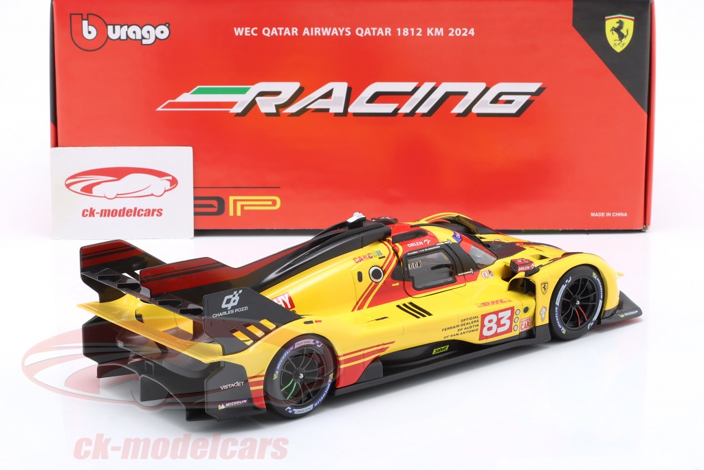 Bburago 1:18 Ferrari 499P #83 4to WEC Katar 2024 Kubica, Shwartzman, Ye 18-16301 #83 modelo ...