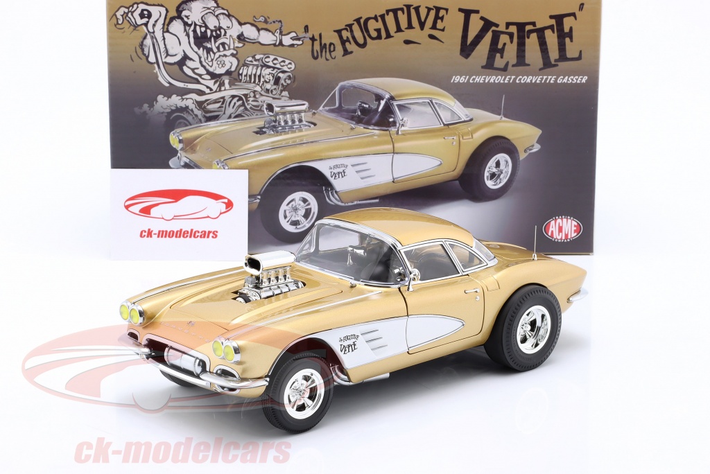 GMP 1:18 Chevrolet Corvette Gasser Fugitive Vette Rat Fink 1961 gold ...
