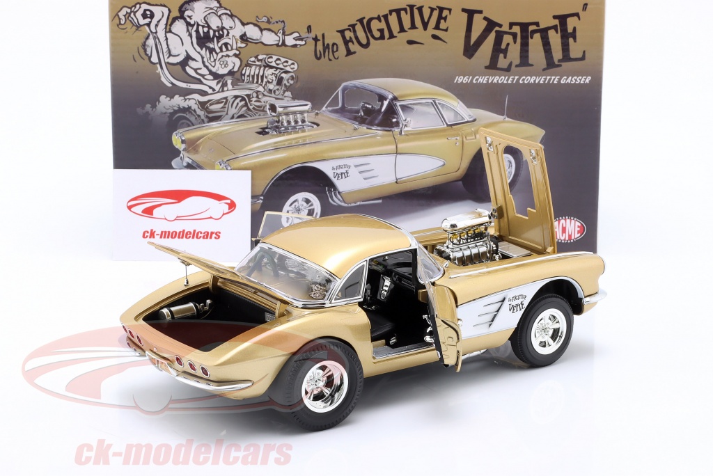 GMP 1:18 Chevrolet Corvette Gasser Fugitive Vette Rat Fink 1961 gold ...
