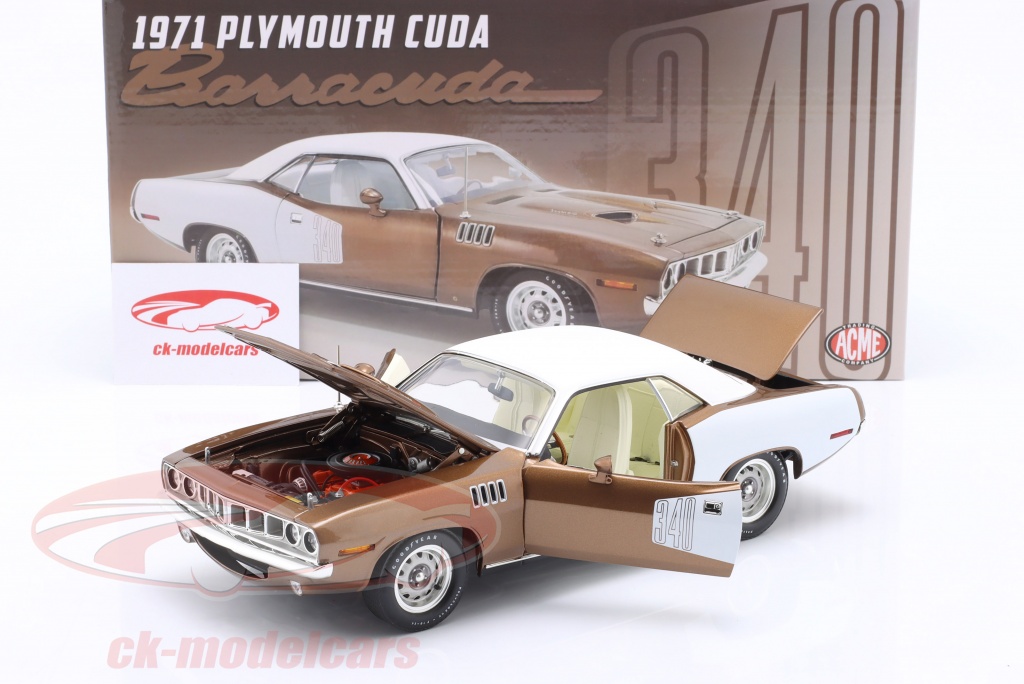GMP 1:18 Plymouth Cuda Barracuda with vinyl top year 1971 brown ...