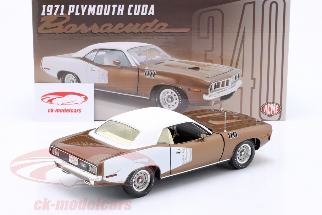GMP 1:18 Plymouth Cuda Barracuda with vinyl top year 1971 brown ...